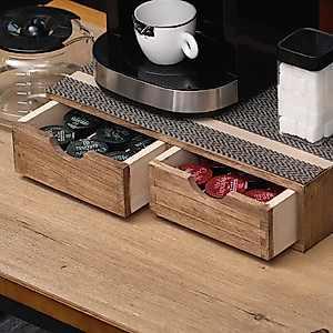 DDYURI Coffee Pods Storage Drawer Holder for Capsules - Multi Functional Desk Organizer Drawers For K-Cup Coffee Maker Brew - Kitchen Mini Wooden Box Chest Sideboard Counter Organization CF1D2C Dark