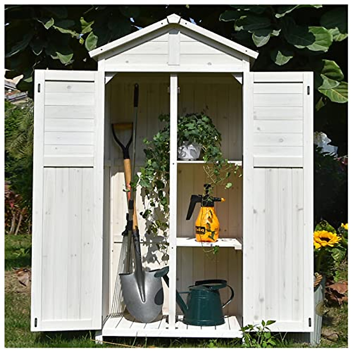 Wooden Garage Storage Shed, Waterproof Backyard Tool Storage Cabinet, Outdoor Large Garden House, Patios Tool Organizers, Lawn Lockers, for Tools (Size : B)