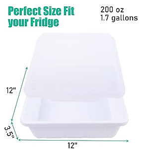 Purekra 2 Pack Pizza Dough Proofing Box, Large Dough Proofing Container,12 x 12 Inch, Fits 4 Dough Balls, 200 OZ Stackable Pizza Dough Tray With Lid, Dishwasher Safe (White)