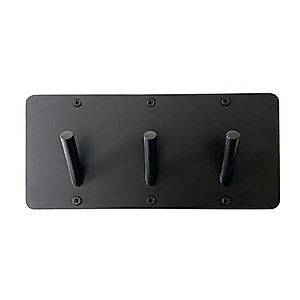 Wall Coat Hooks - Peggy Rectangular 3 Hook Rail - Pack of 1 - Matte Black Finish. Heavy Duty Metal Hooks with screws for Hanging Coats, Robes, Backpack, Towel, Keys. Hooks for College Dorm.