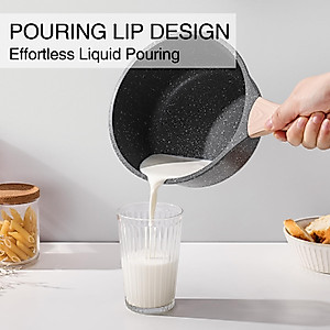 Kordisen Sauce Pan Set with Lid, 1.5QT & 2.5QT Non Stick Small Pot with Granite Coating, Saucepan with Pour Spout, Multipurpose Handy Induction Pot, Cooking Pot, PFOA/PFOS Free