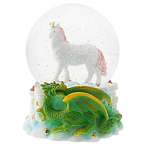 Majestic Unicorn and Dragon 100MM Musical Snow Globe Plays Tune You are My Sunshine