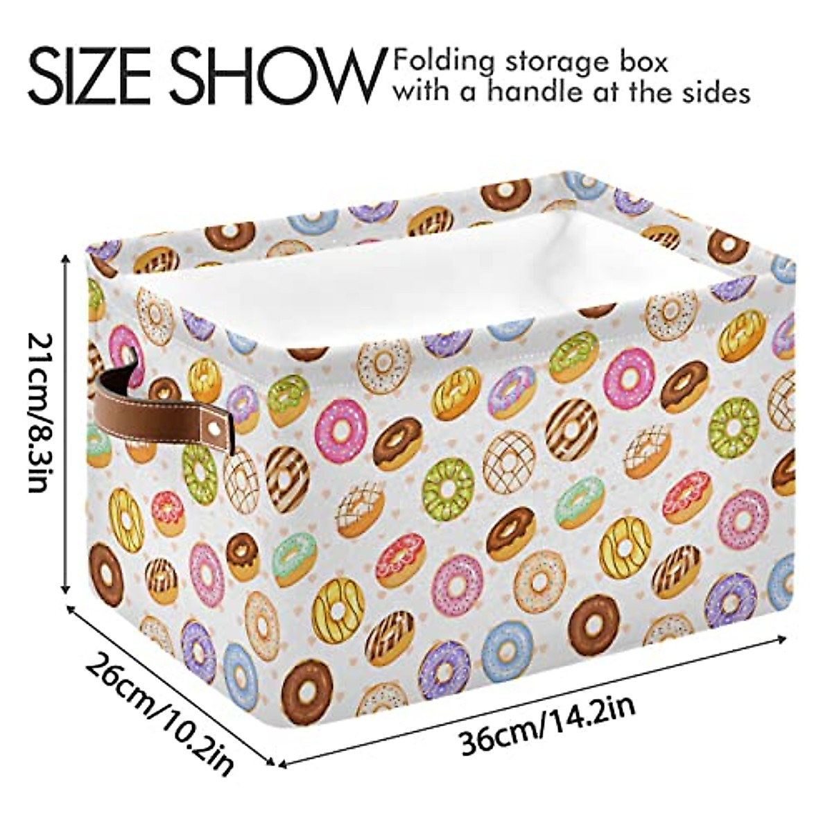 Kigai Doughnut Storage Bins for Shelves, Storage Basket with Double Handle, Foldable Storage Cubes with Metal Frame, Rectangular Closet Organizer Containers for Home Bedroom