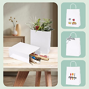 MESHA White Paper Bags whit Handles 10x5x13 Inch 50PC, Large Kraft Paper Bags Bulk for Small Business, Large Gift Wrap Bags with Handles, Shopping Bags, Party Bags