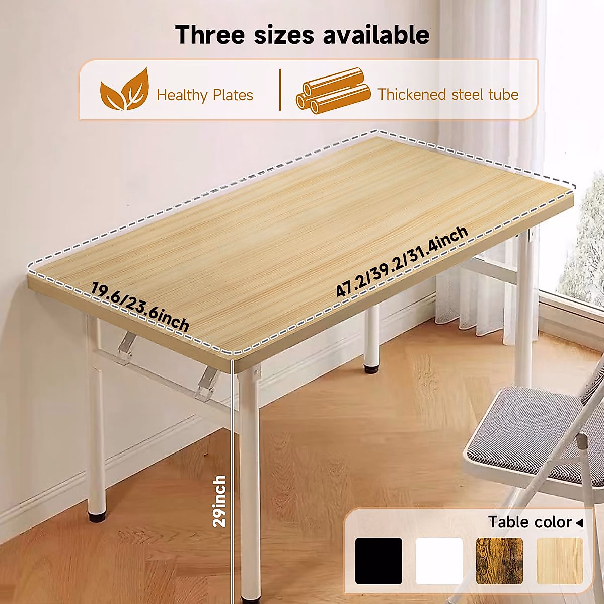 XUEGW Computer Desk Study Table No Assembly Required, Writing Computer Desk Space Saving Foldable Table Suitable for Bedroom, Study, Living Room
