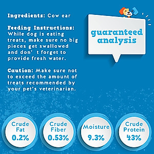 Jack&Pup Natural Cow Ears for Dogs Single Ingredient Dog Treat, Unbleached Healthy Dog Treats Natural Dog Treats for Medium Dogs with Chondroitin Joint Health for Dogs Cow Ear Dog Chews (15 Pack)