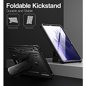 Dexnor Case for Galaxy Tab S7 FE 12.4 Inch (2021), [Built in Screen Protector & Kickstand] with Pen Holder Heavy Duty Shockproof Full Body Protective Cover for Galaxy S7 FE Case-Black