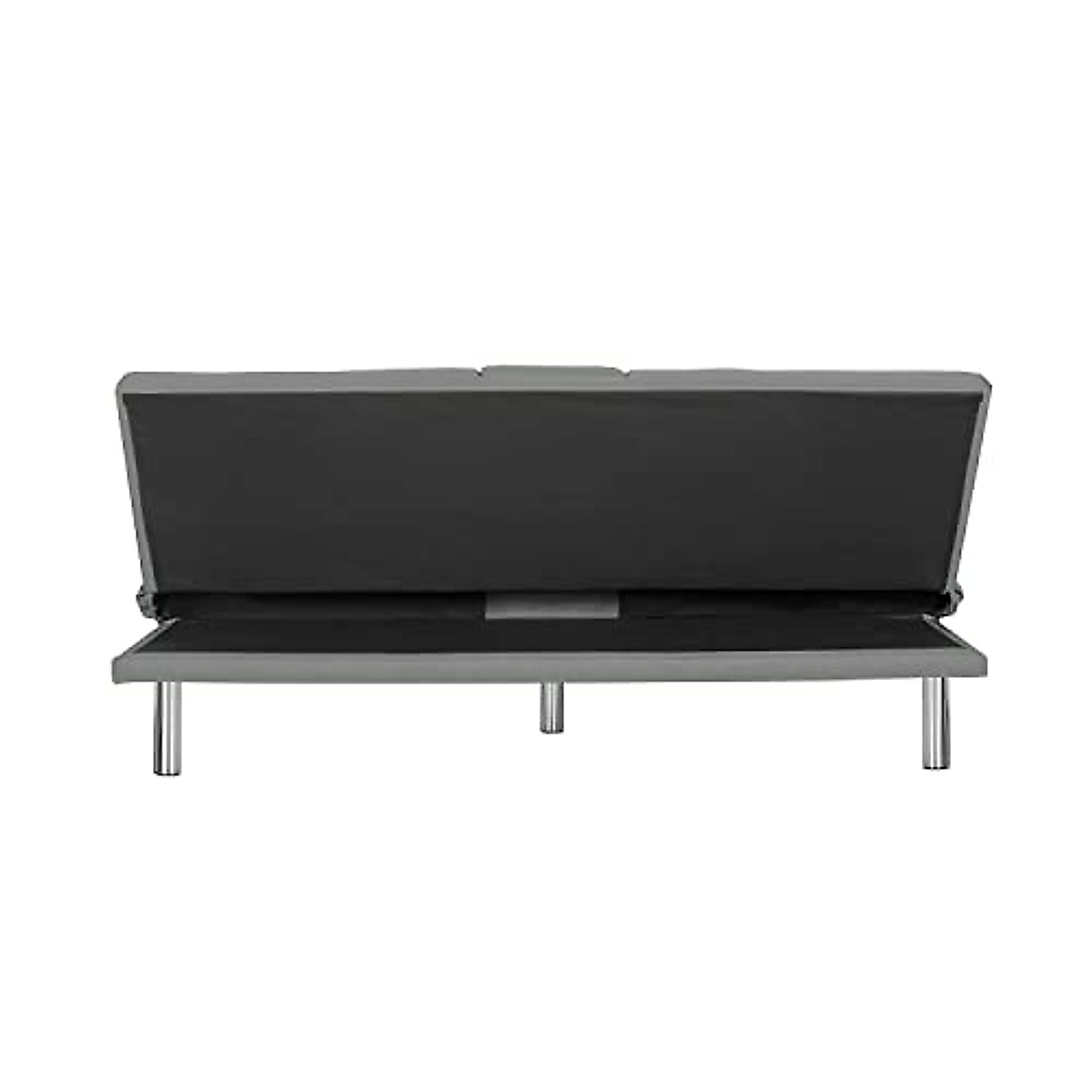 Verfur Modern Futon Sofa Bed-Compact Design for Small Spaces-Comfort Convertible Sleeper Loveseat Couch with for Premium Fabric Sofabed, Light Grey w/ 2 Cupholders and Removable Pillow Top Armrest