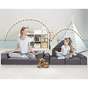 TITIMO 12Pcs Kids Modular Play Couch, Kids Sofa Couch Toddler Couch, Convertible Foam Couch Play Set for Creative Child, Kids Furniture for Playroom