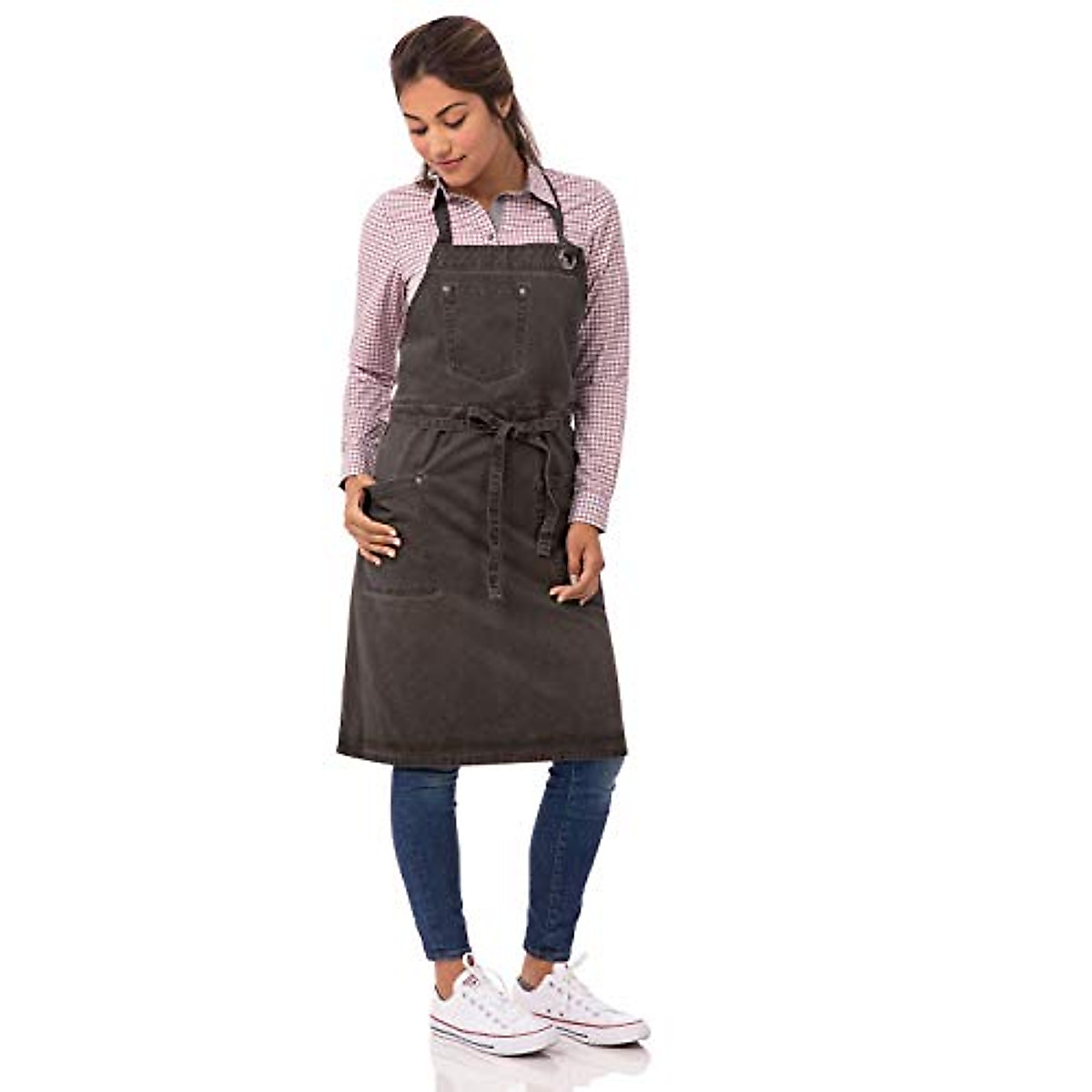 Chef Works Unisex Dorset Bib Apron, Pewter, One Size
