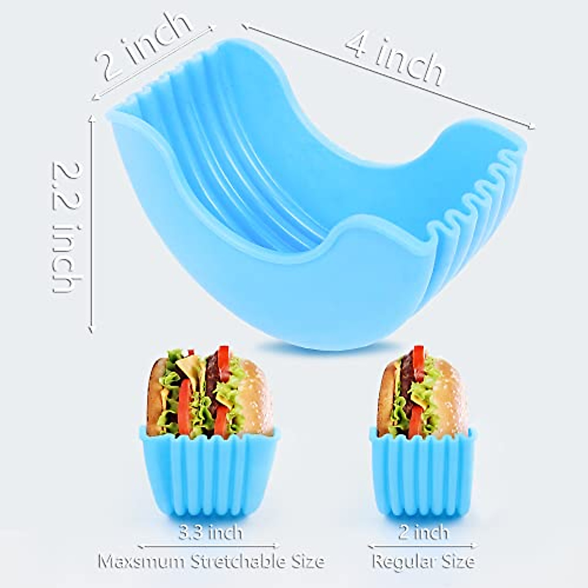 4 Pcs Retractable Burger Fixed Box TIK Tok New Trends Hamburger Buns Burger Holder Reusable Hamburger Box Silicone Rack Holder Burger Box Dishwasher Safe & BPA-Free, 4 Color