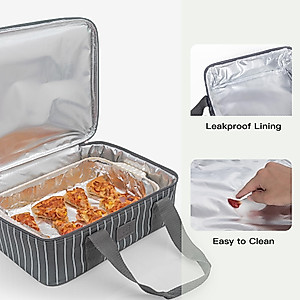 Fun Elements Casserole Carrier for Hot or Cold Food, Insulated Casserole Dish Carrier, Thermal Lasagna Lugger Tote for Potluck Parties/Picnic/Cookouts, Fits 9"×13" Baking Dish, Grey