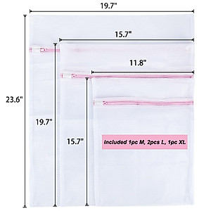 Vivifying Mesh Laundry Bags, 4pcs Laundry Bags Mesh Wash Bags with Zipper for Washing Machine, Delicates, Lingerie, Socks, Shoes and Toys