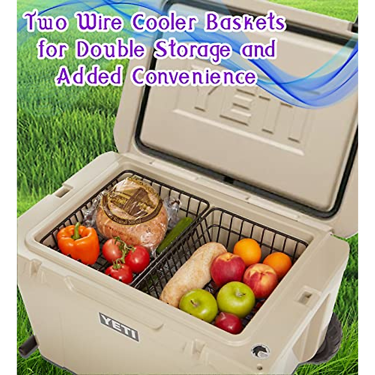 2-Pack Cooler Basket for YETI Tundra Haul, Double Cooler Rack for Double Storage, Dry-Goods Basket for YETI Wheeled Coolers