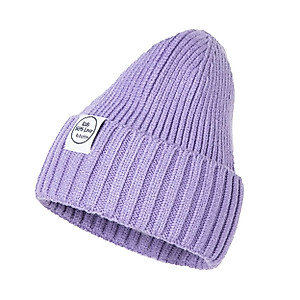 DASMINI Baby Beanie Toddler Winter Hat Infant Babies Newborn Kids Beanies Knit Hats Girl Boy (Lavender, 6-36mth)