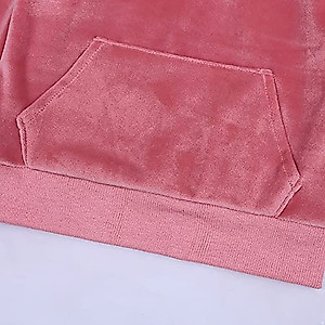 Linjinx Kids Boys Girls Velour Tracksuit Sweatsuits Athletic Hoodie Sweatshirt and Sweatpants Pants Set Pink 6-7 Years