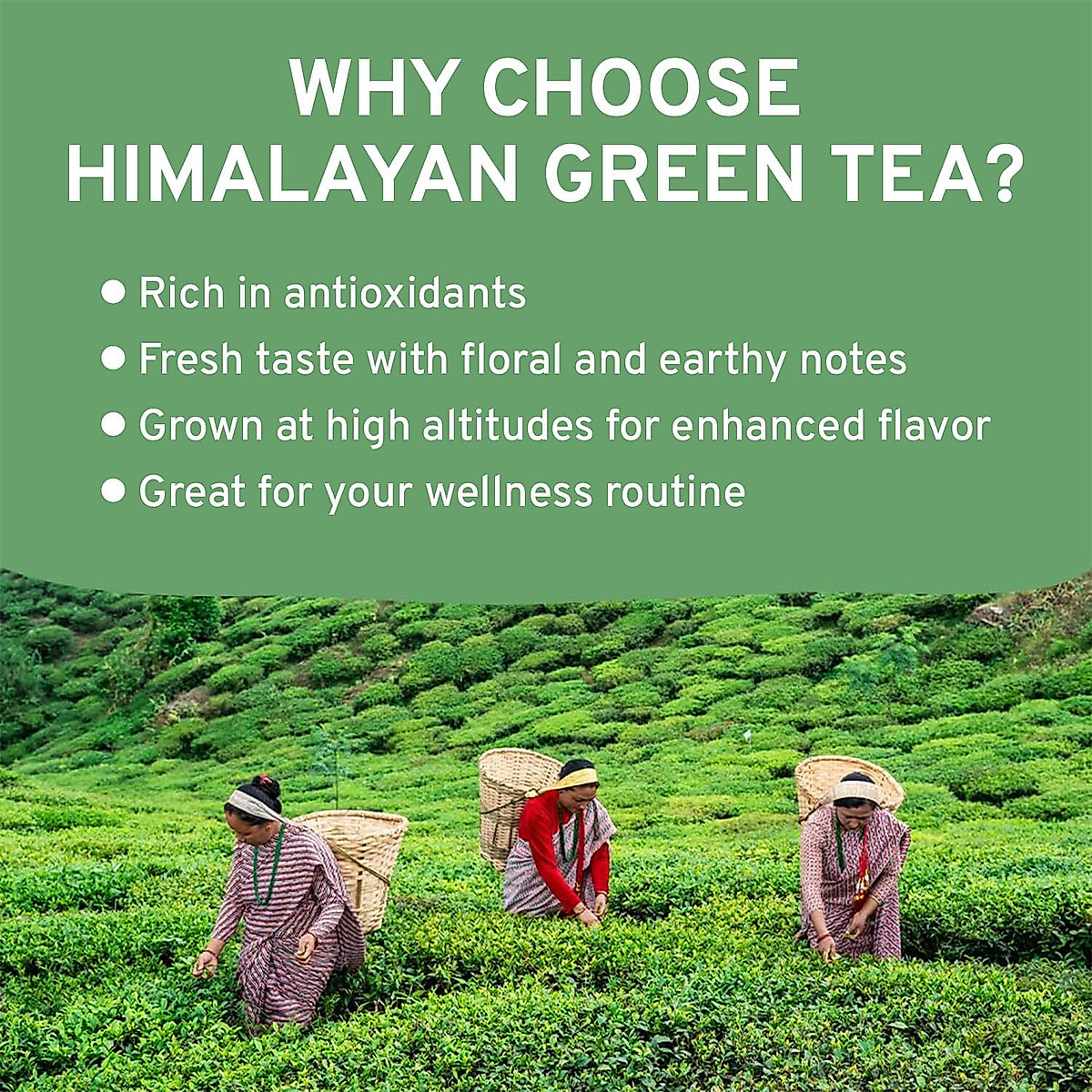 VAHDAM, Himalayan Green Tea Leaves (50+ Cups, 3.53 Oz) Non GMO, Gluten Free | High Elevation Grown Green Tea Leaves From Himalayas | Pure Unblended Single Origin Green Loose Leaf Tea | Vacuum Sealed