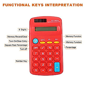 PATIKIL Basic Calculator, 8 Digit LCD Display Calculator 4 Function Small Desktop Calculator Battery Powered Handheld Calculator for Home Office, Red