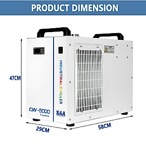 S&A CW-5000 DG Industrial Water Chiller 7L 1.14HP 2.64gpm Water Cooling System for 40W 50W 60W 70W 80W 90W 100W CO2 Laser Engraving & Cutting Machines,Cools 3868 BTU/Hour