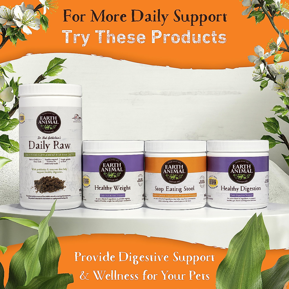 Earth Animal Stop Eating Stool Nutritional Supplement for Dogs & Cats | 8 oz