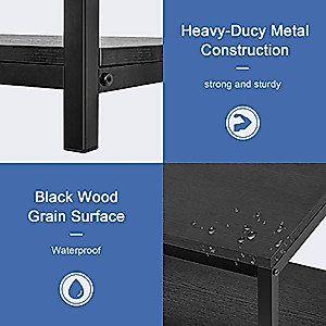 YSSOA Black 2-Tier Coffee Table with Shelf for Living Room and Office, 19.75D x 31.5W x 16.75H in
