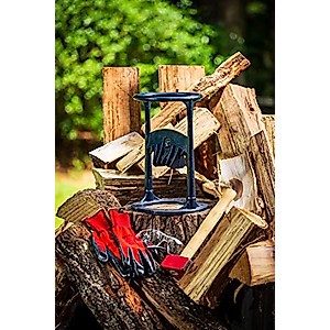 MCC Log Splitter with Hammer, Cast Iron Wood Splitter, Durable Wedge Kindling Cutter, Kindling Splitting for Firewood, Manual Log Splitter Comes with Safety Tools (Work Glasses and Gloves)