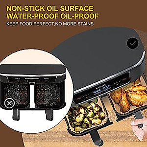 Air Fryer Disposable Paper Liners, 150PCS 8.6''x5.6'' Rectangle Non-stick Baking Paper for Ninja DZ201 DZ401 Foodi Dual Air Fryer Oil-proof, Food Grade Parchment for Baking Microwave (8.6x5.6 150)