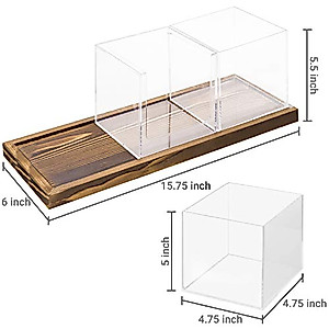 MyGift Acrylic Coffee & Tea Station Organizer with Wood Tray