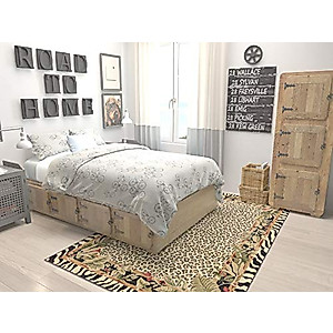 Unique Loom Wildlife Collection Animal Inspired with Cheetah Bordered Design Area Rug, 5 ft x 8 ft, Ivory/Black