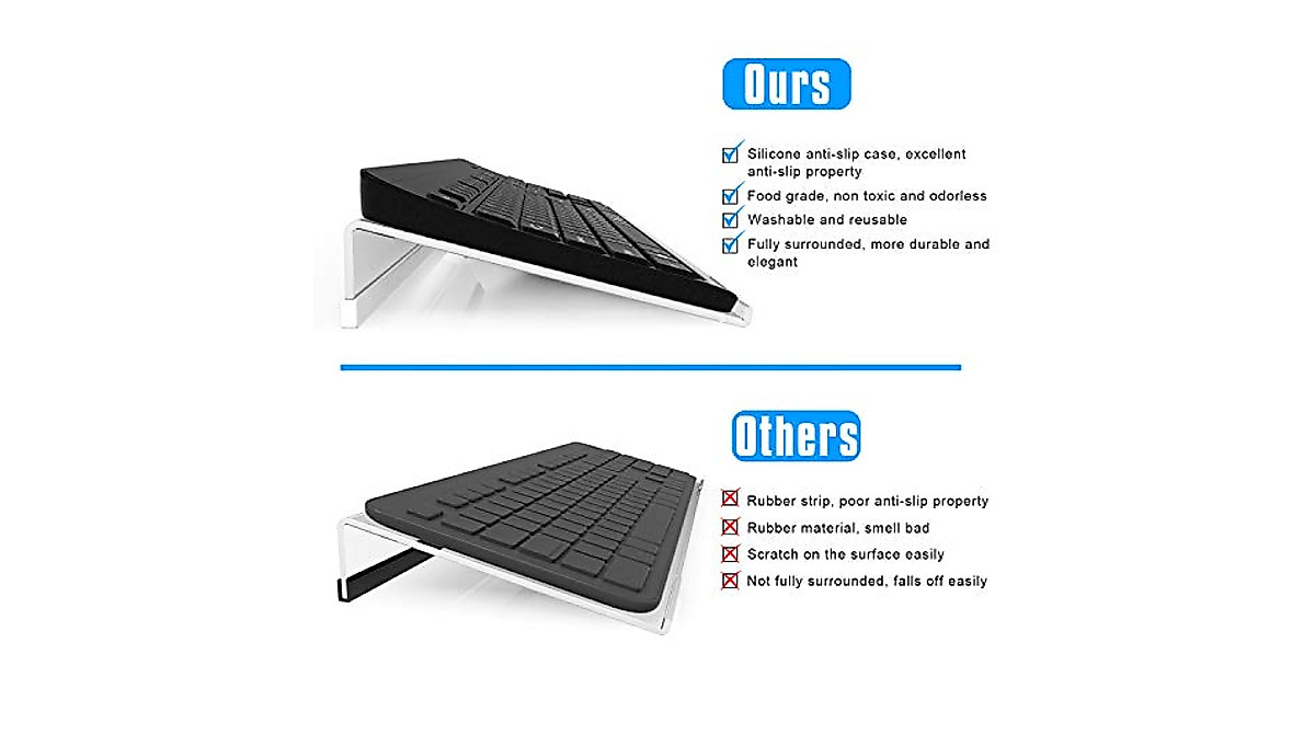 Richboom Ergonomic Tilted Keyboard Holder | Clear Acrylic
