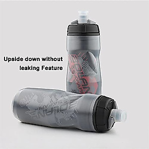 Zsling Bottle Sport Squeeze Insulated Water Bottle 20oz - BPA-Free, Sport & Bike Squeeze Bottle (Black gray-20oz)