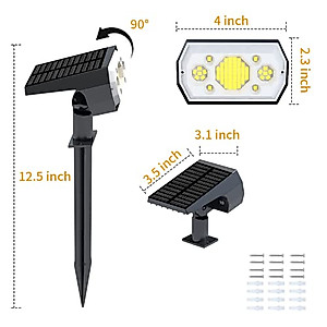 ROMELUCE 4PCS Solar Spotlight Outdoor, 64 LEDs 1000 lumens 3 Lighting Modes Solar Powered Garden Pathway Spotlights, IP66 Solar Powered Landscape Lights Wall Lights in One, for Yard Garden Tree Flag