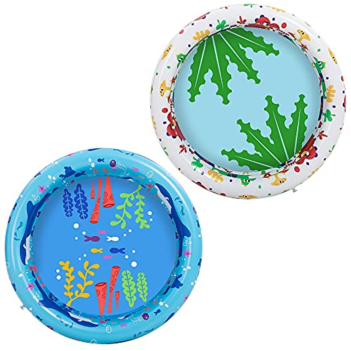 34'' Dinosaur & Ocean Inflatable Kiddie Pool Set, 2 Pack Summer Fun Swimming Pool for Kids Water Pool Baby Pool Pit Ball Pool for Ages 3+