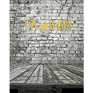 Fecedy Gold Glittery Letters OH BABY With Heart Banner for Baby shower