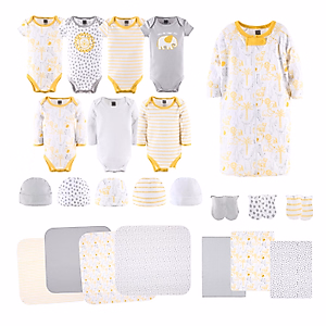 The Peanutshell Baby Layette Gift Set for Boys or Girls - 23 Piece New Born Unisex Gift Set, Baby Clothes & Newborn Essentials Must Haves - Newborn Clothes 0-3 Months - Safari Themed
