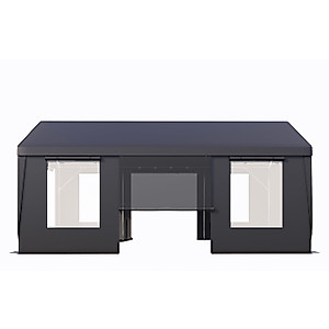 EZYARD Carport 12x20 FT Heavy Duty Carport Reinforced Steel Poles with Removable Sidewalls & Doorst,Gray, EZCP1220GN