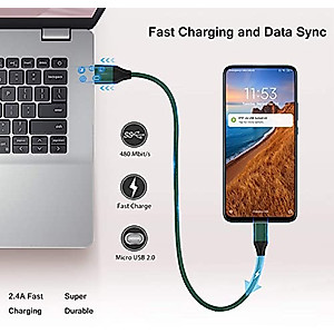 Short Micro USB Cable 3Pack 0.5FT/6inch Android Durable Premium Nylon Braided Fast Charging Sync Cord for Car,Power Banks,Roku TV Stick,4K Fire TV Stick,Chromecast,Samsung LG Phone Portable Charger