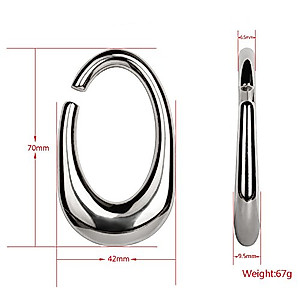 KUBOOZ Silver Stainless Steel Oval Ear Weights Tapers Stretched Hangers Heavy 6mm 2g