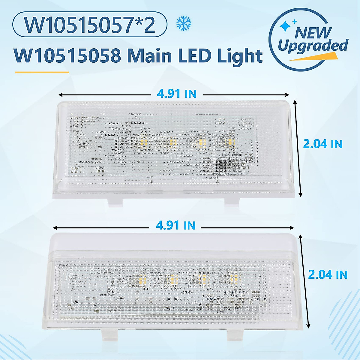 Lapert New W10515058 W10515057 for whirlpool refrigerator light,WPW10515058 kit,w10515058 w10515057 2pcs,w10515058 and w10515057 refrigerators,w10515058 whirlpool refrigerator light