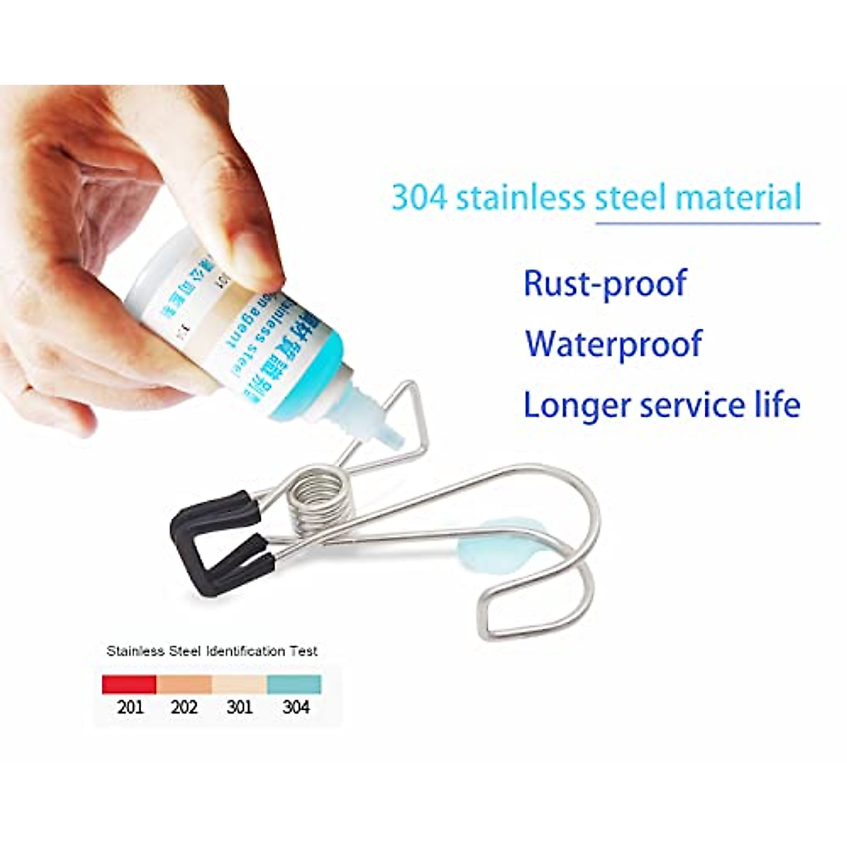 304 Stainless Steel Short Tail Hanger Clip with Hook, Durable Hanging Clips，Heavy Duty Multifunctional Hangers Use for Display Storage Items (12)