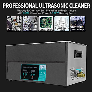 SupRUCCI Ultrasonic Cleaner 20L 480w High Power Ultrasonic Parts Cleaner with Heater Timer for Cleaning 3D Printed, Parts, Carburetor, Circuit Board, Jewelry, Safely Removes Oil and Rust.