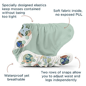 Esembly Cloth Diaper Outer, Swim Diaper, Waterproof Cloth Diaper Cover, Leak-Proof and Breathable Layer Over Prefolds, Flats or Fitteds, Reusable Diaper with Snap Closure - Size 1 (7-17lbs), Mist