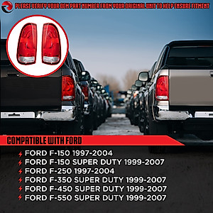 RAREELECTRICAL New Tail Light Pair Compatible With Ford F250 F350 Super Duty 99-07 Fo2801117 F85z 13404 Ca F85z13405ca F85z-13405-Ca F85z13404ca F85z-13404-Ca Fo2800117 F85z 13405 Ca