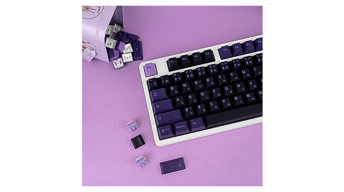 JOLINTAL 129 Keys Japanese Purple Keycaps, Custom Cherry Profile ...