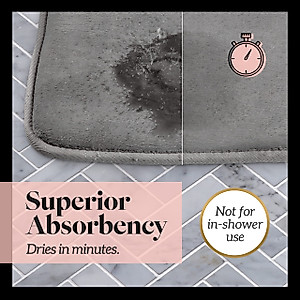 Genteele Memory Foam Bath Mat Non Slip Absorbent Super Cozy Velvet Bathroom Rug Carpet (20 inches X 32 inches, Grey)