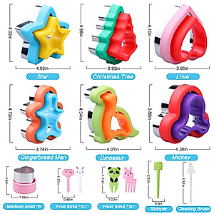 Sandwich Cutter and Sealer Set, 34Pcs Bread Sandwich Decruster Maker Vegetable Fruit Cookie Cutters for Kids Bento Lunch Box DIY Cookie Stamps Mold Heart Mickey Dinosaur christmas tree Shapes Cutters