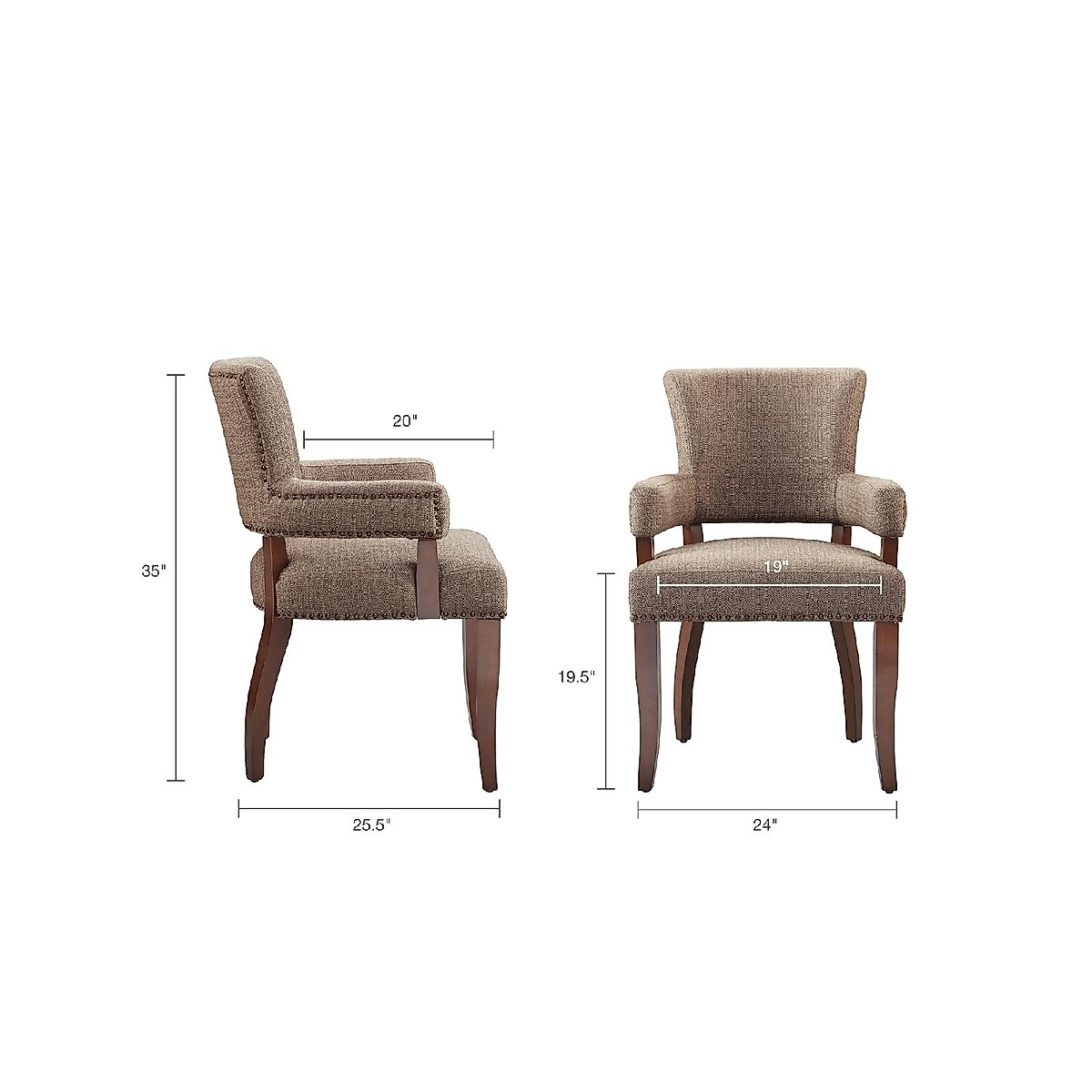 Wycian Boho Dining Chairs, Comfortable Chairs Solid Wood Brown Seat Height 19.5" Living Room Bedroom Dining Rooms Garden Seat Chair 1PC