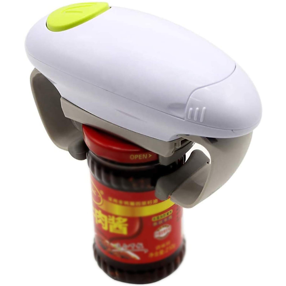 Automatic Jar Opener, One Touch Electric Can Opener, Adjustable Easy Can Tin Open Tool, Ideal for Seniors People Suffering From Arthritis, White