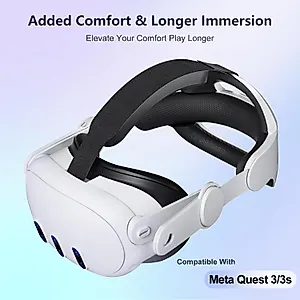 Saqico Head Strap for Meta Oculus Quest 3S/ Quest 3, Pressure-Free Elite Strap Accessories Replacement, Adjustable Headband Soft Cushion VR Headset Enhanced Comfort & Balanced Fit for Longer Immersion