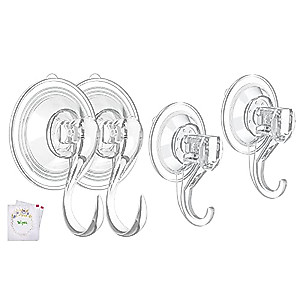 VIS'V 2 Pcs Large Suction Cup Hooks with 2 Pcs Small Suction Cup Hooks